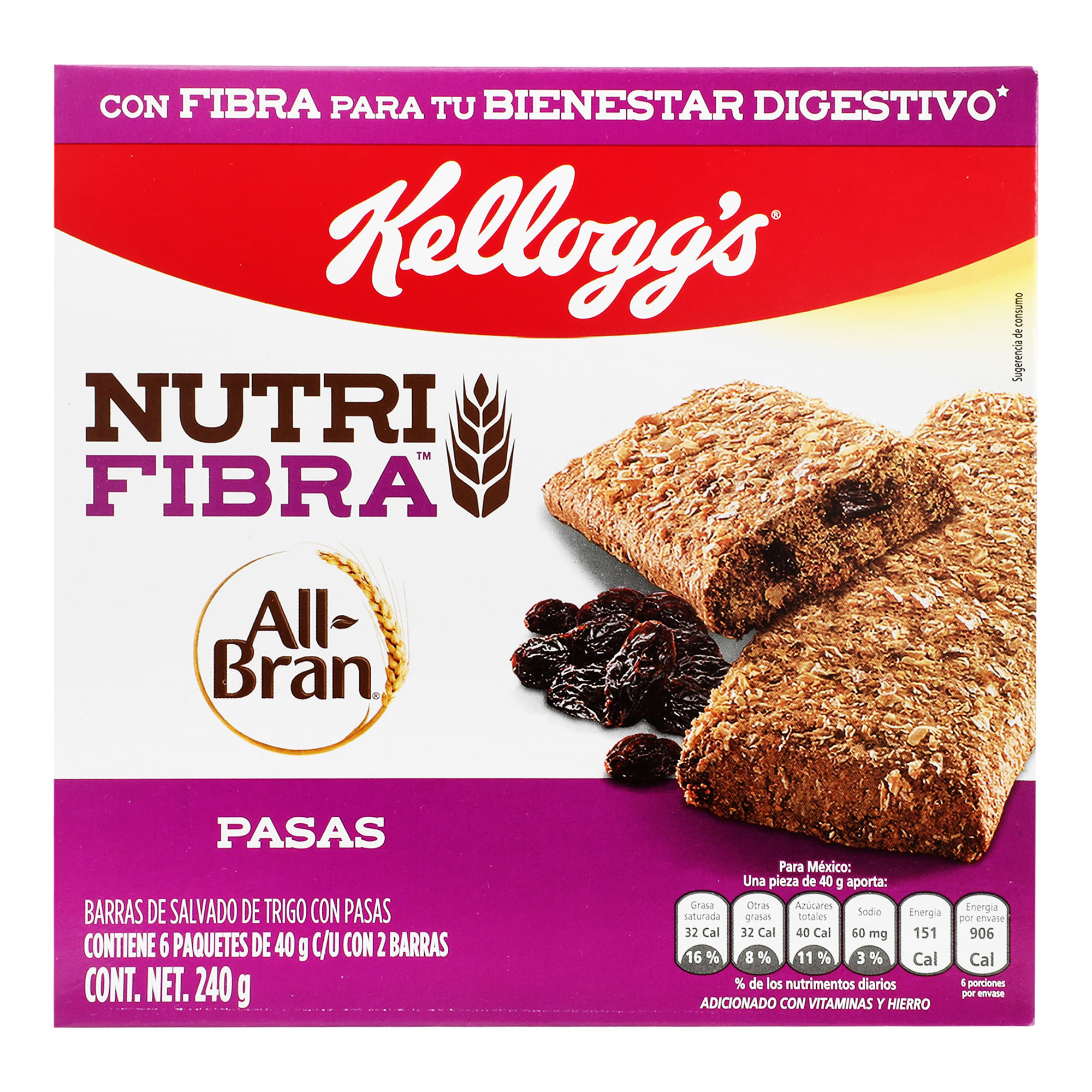 Barra All Bran Pasas Kelloggs 240.0 - Gr