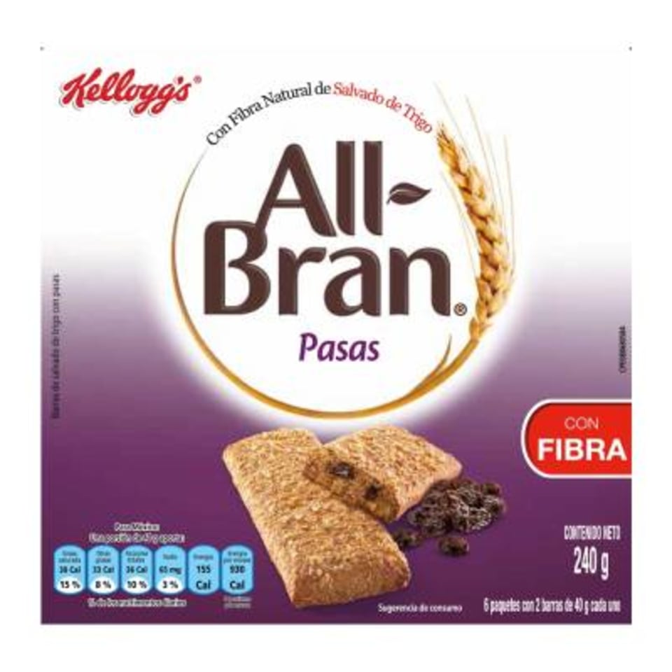 Barra All Bran Pasas Kelloggs 240.0 - Gr