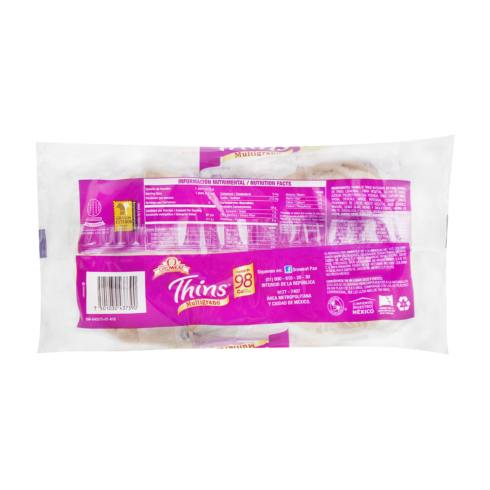 Pan Thins Multigrano Oroweat 255.0 - Gr
