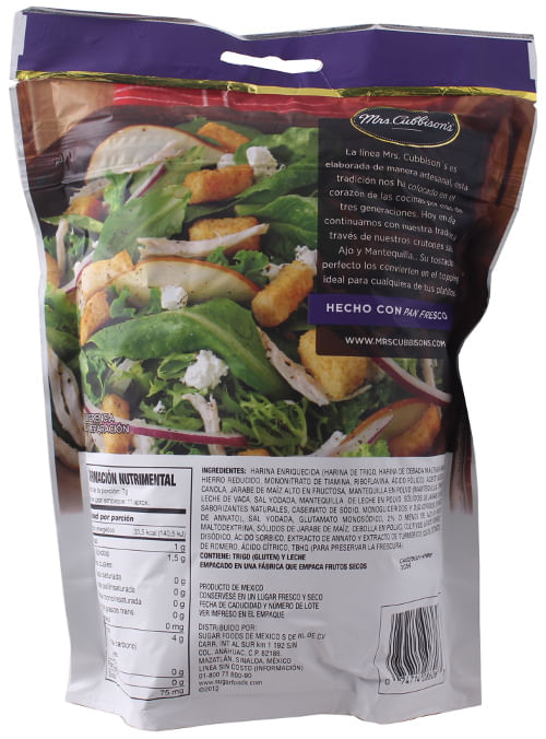 Crotones Sabor Ajo Y Mantequilla Mrs. Cubbison'S