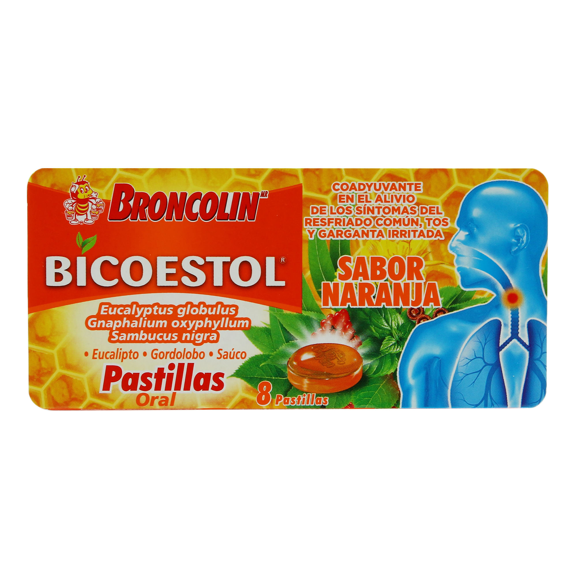 Pastillas Naranja Bicoestol Broncolin 8.0 - Pza