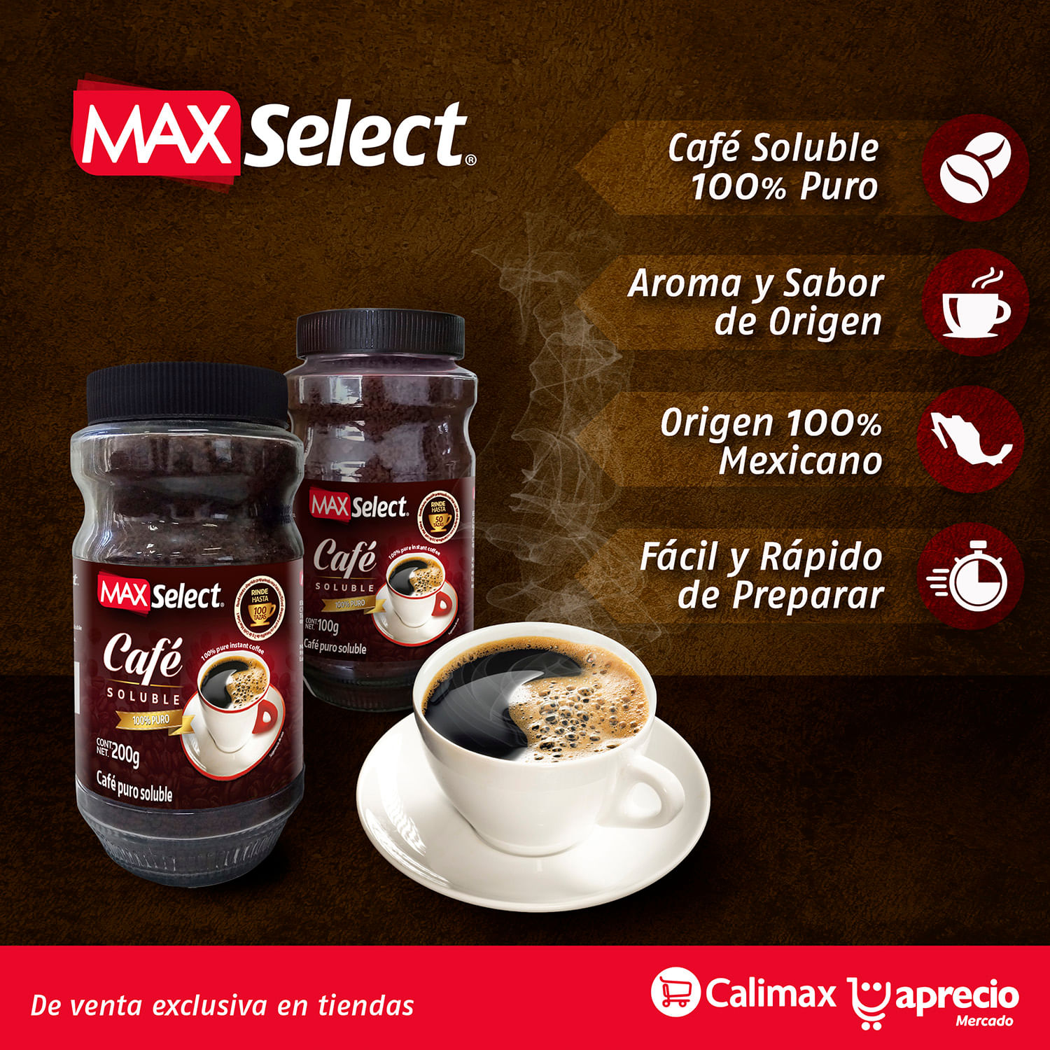 Cafe Soluble Regular 100% Puro Max Select 200.