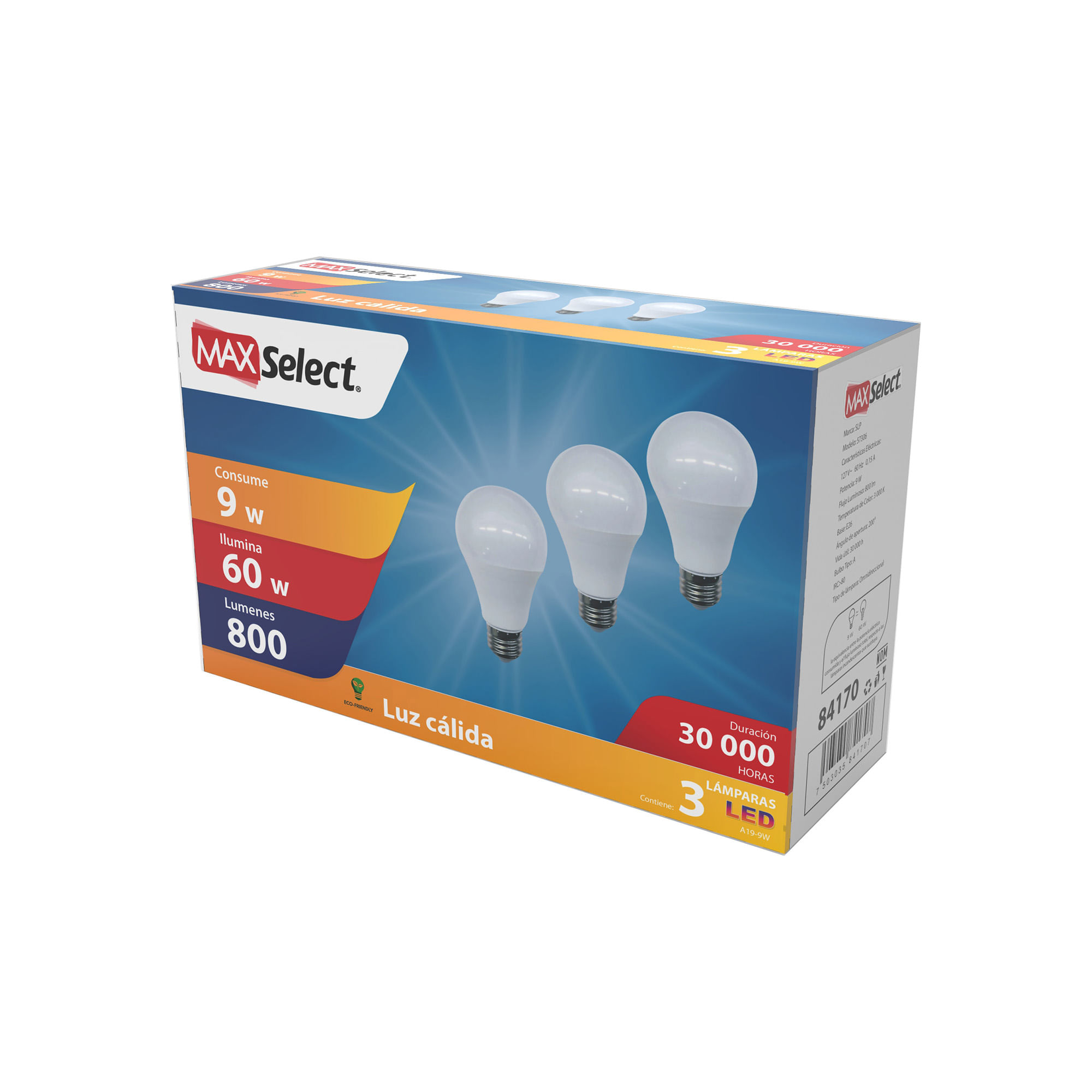 Foco Led 9w Luz Calida Max Select 3.0 - Pza