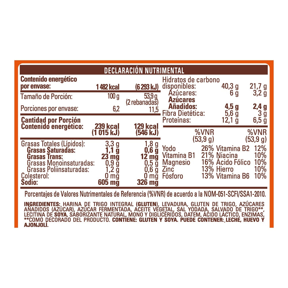 Pan Integral Bimbo 620.0 - gr