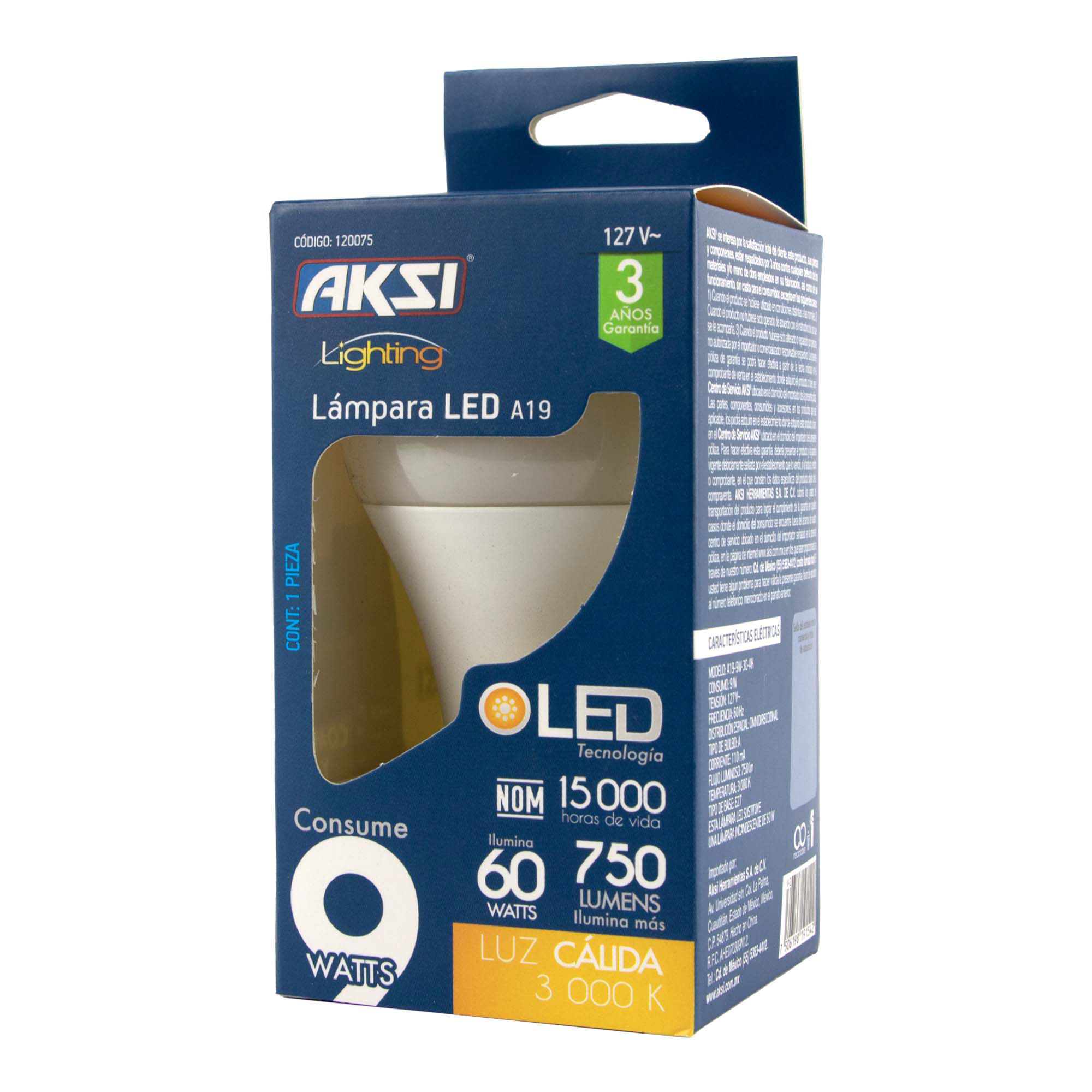 Foco Led Luz Calida 7w Aski 1.0 - Pza