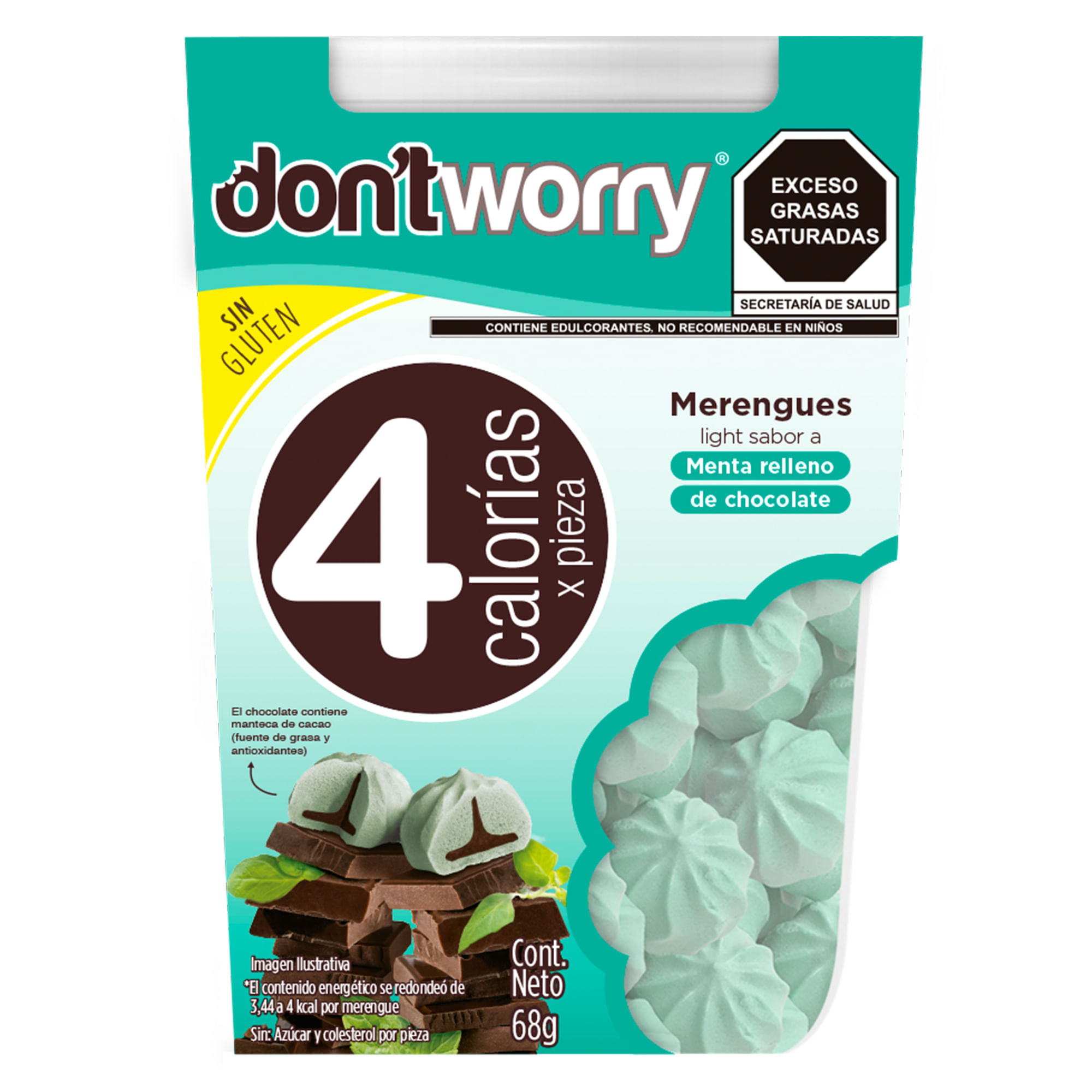 MERENGUE LIGHT MENTA RELLENO DE CHOCOLATE DON'T WORRY 68.