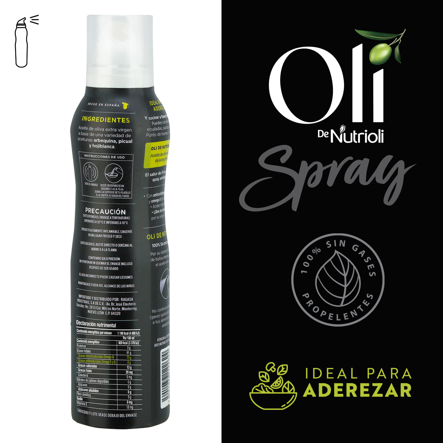 Aceite En Spray De Oliva Extra Virgen Oli Nutrio