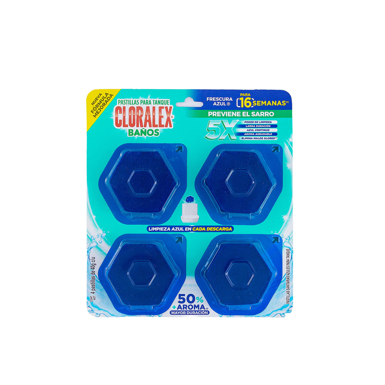 PASTILLAS HEX AZUL 160GR CLORALEX 4.0 - PZA