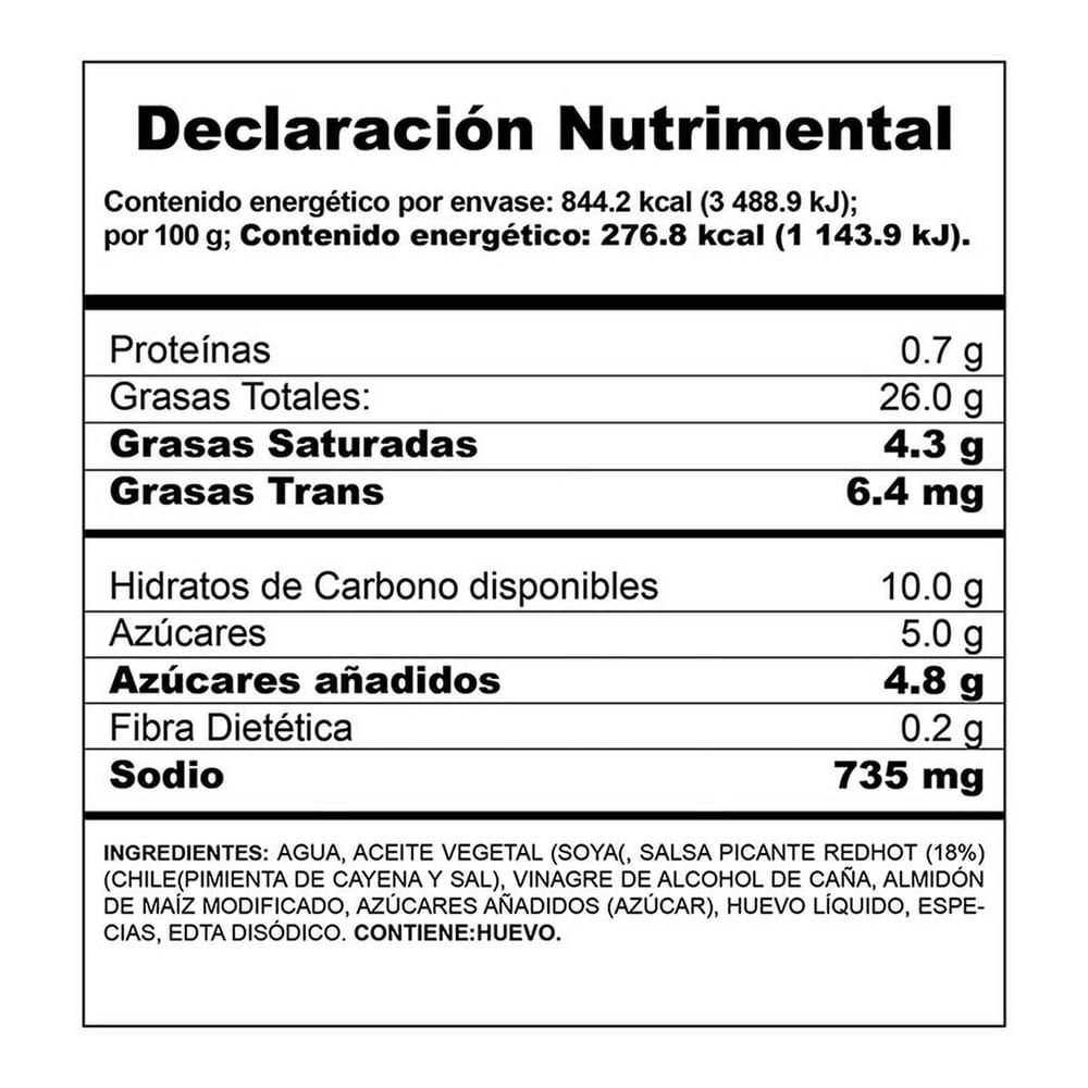 ADEREZO DE MAYONESA CON SALSA PICANTE FRANK'S MC CORMICK